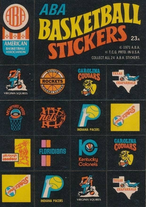 1971 Topps Stickers ABA Team Logo Stickers #23a Basketball - VCP Price ...