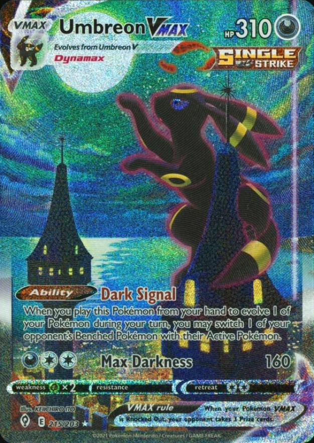 2021 Pokemon Sword & Shield Evolving Skies Full Art/Umbreon Vmax #215 ...
