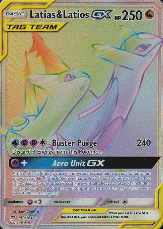 2019 Pokemon Sun & Moon Team Up Full Art/Latias & Latios GX #190 TCG ...
