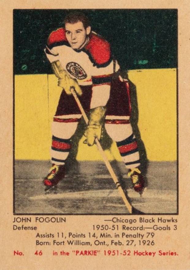 1951 Parkhurst John Fogolin #46 Hockey Card - VCP Price Guide